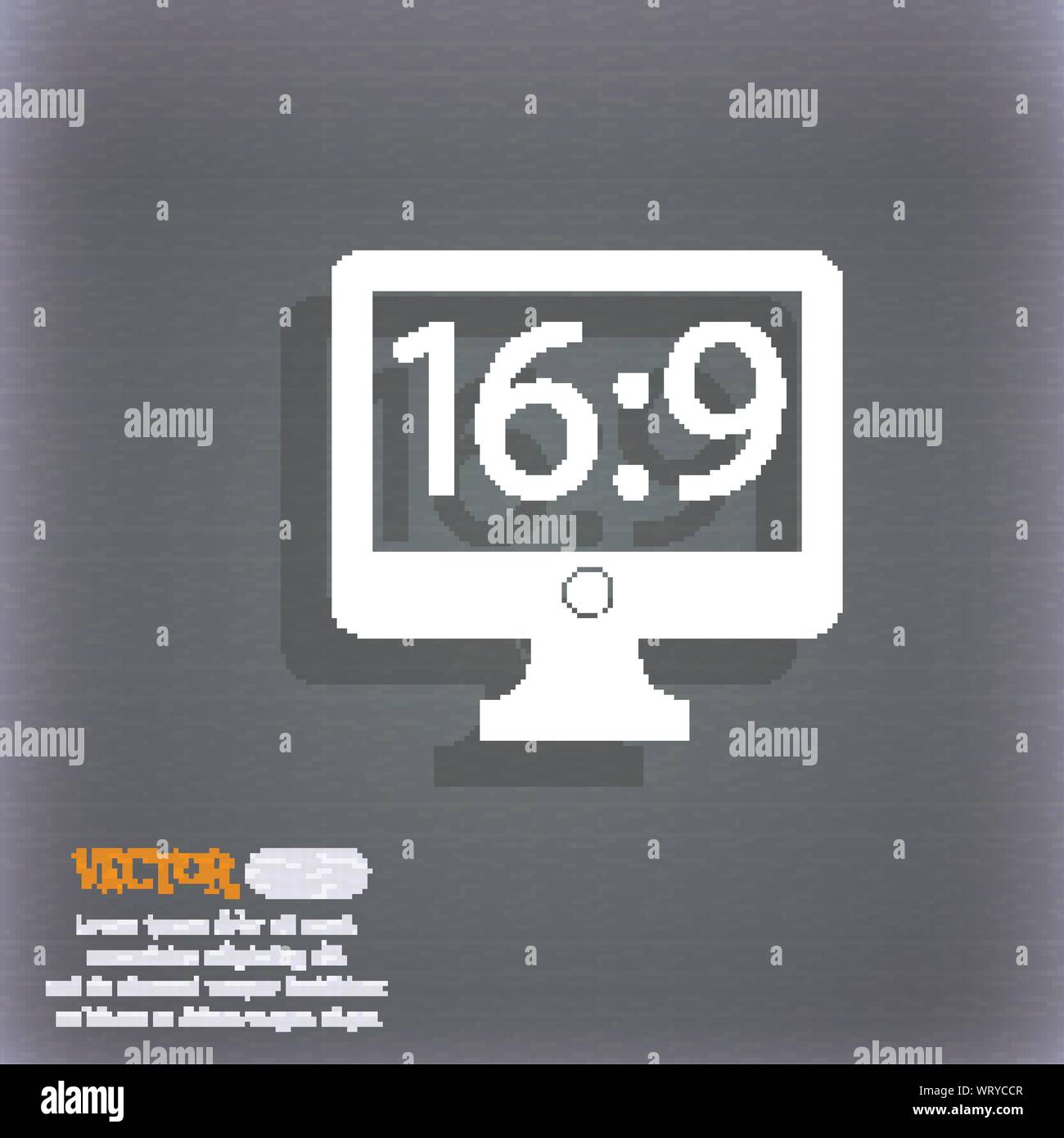Aspect ratio 16 9 widescreen tv icon sign. On the blue-green abstract ...