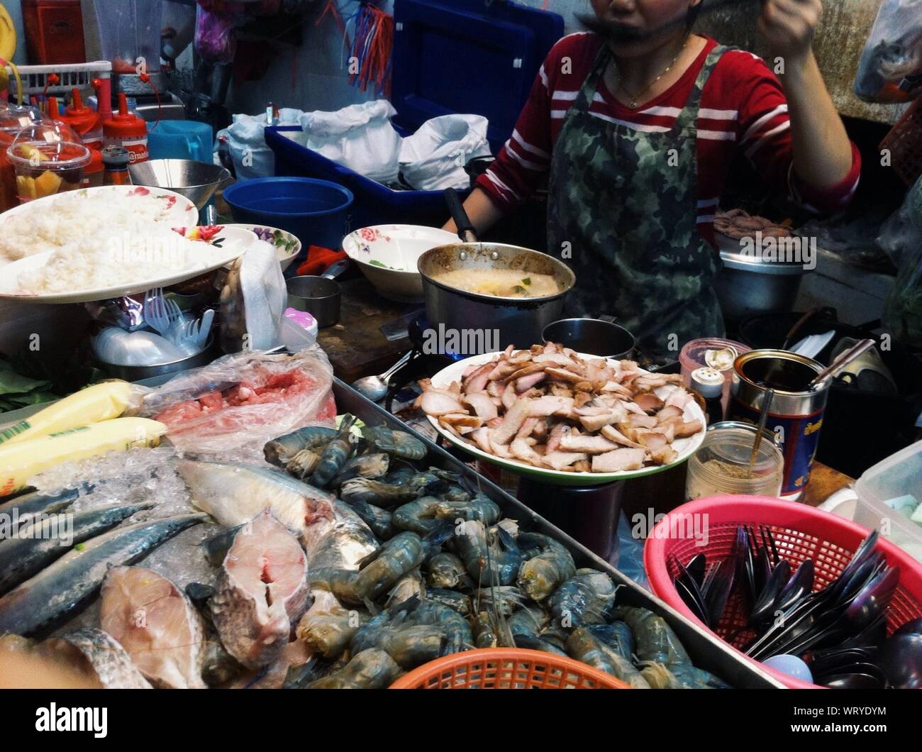 Small business stall food and drink preparation hi-res stock ...