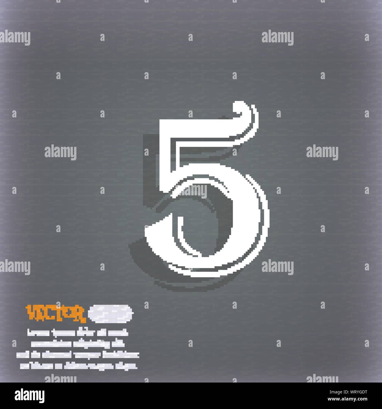 number five icon sign. On the blue-green abstract background with ...