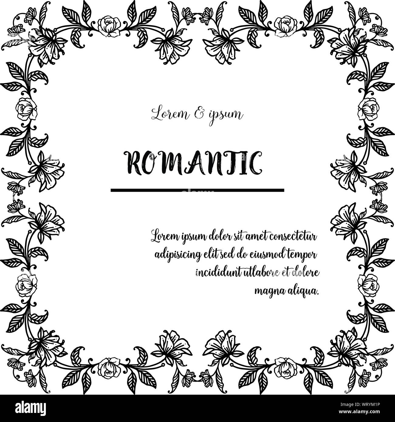 Beautiful leaf wreath frame, for template romantic. Vector Stock Vector ...