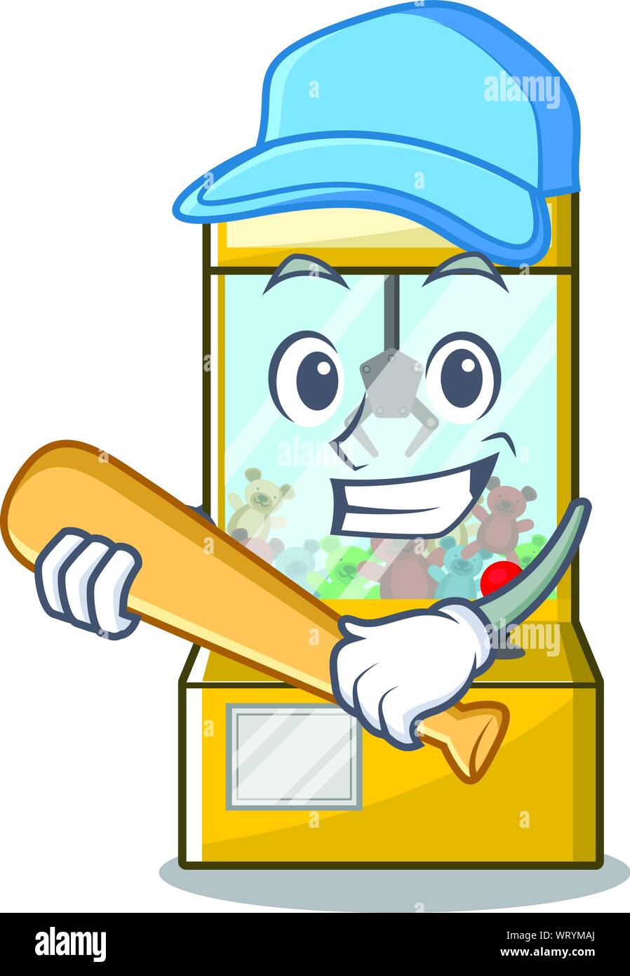 Playing baseball crane game isolated with the mascot vector ...