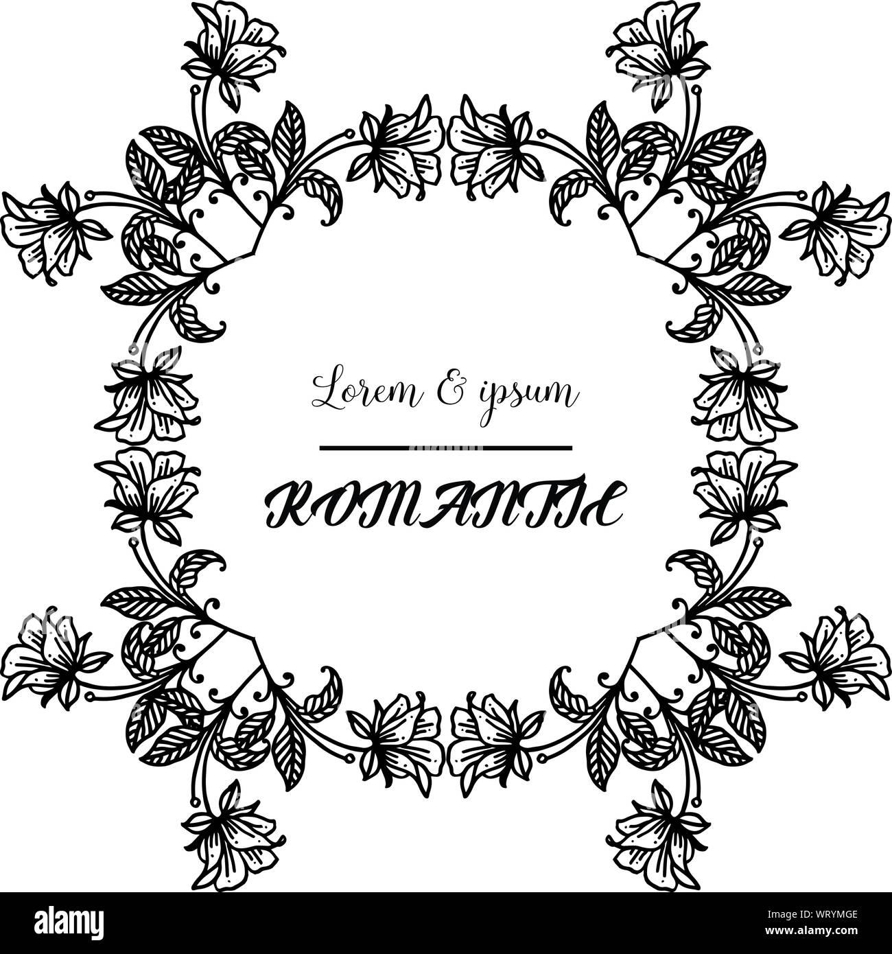 Beautiful leaf wreath frame, for template romantic. Vector Stock Vector ...