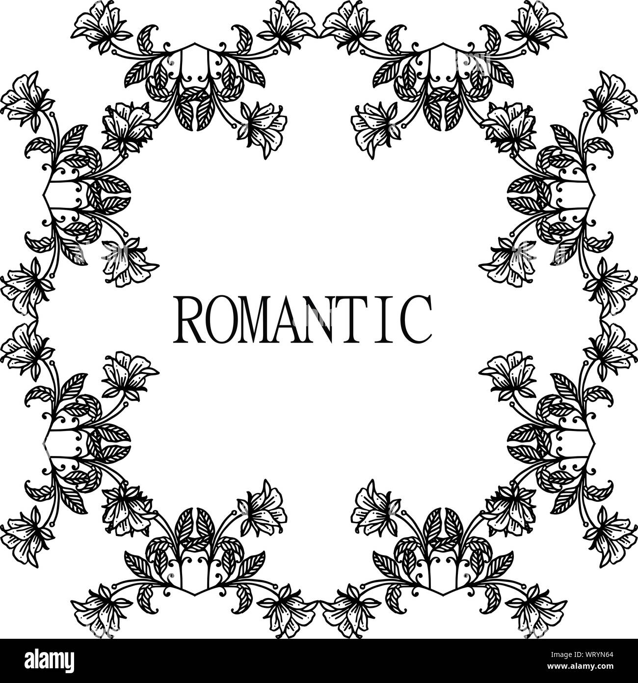 Beautiful leaf wreath frame, for template romantic. Vector Stock Vector ...