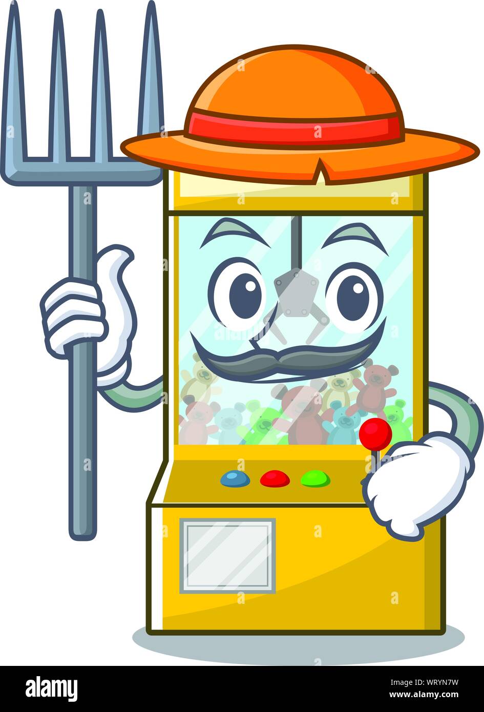 Farmer crane game isolated with the mascot vector illustration Stock ...