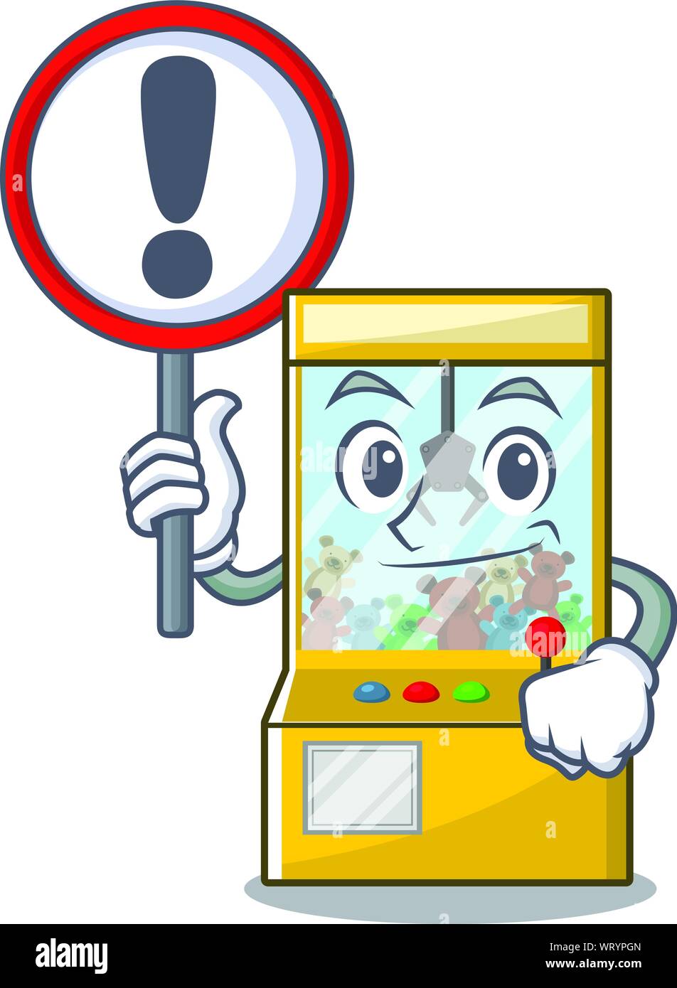 With sign crane game isolated with the mascot vector illustration Stock ...