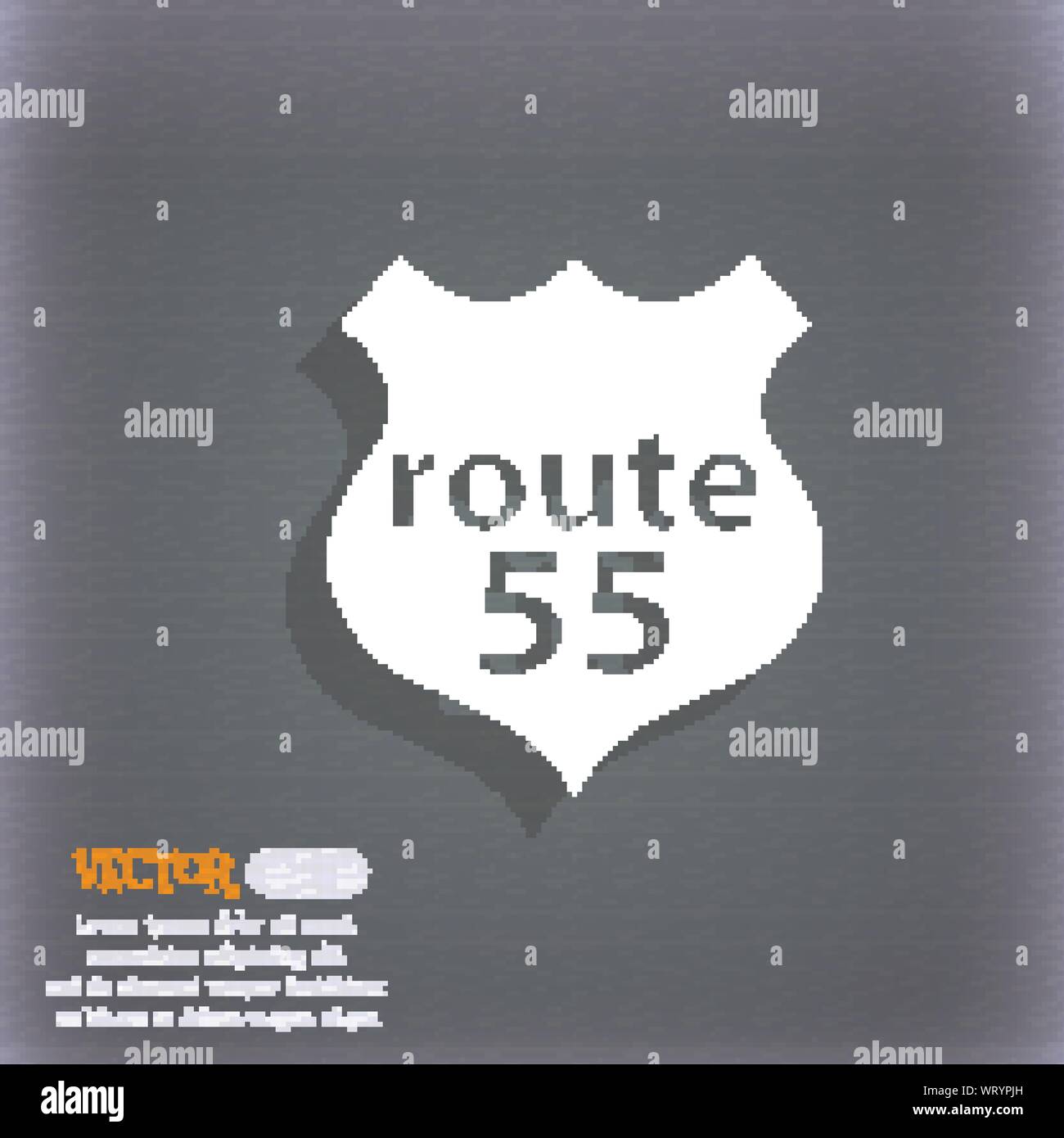 Route 55 highway icon sign. On the blue-green abstract background with ...