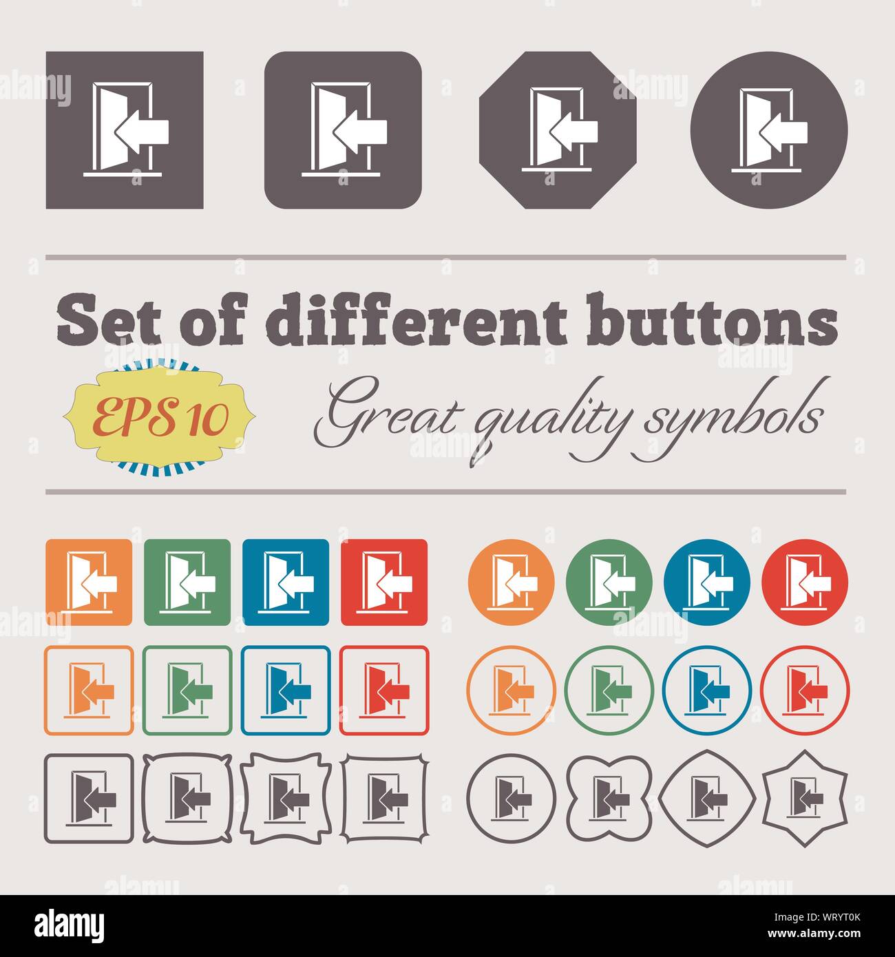 Door, Enter or exit icon sign. Big set of colorful, diverse, high ...