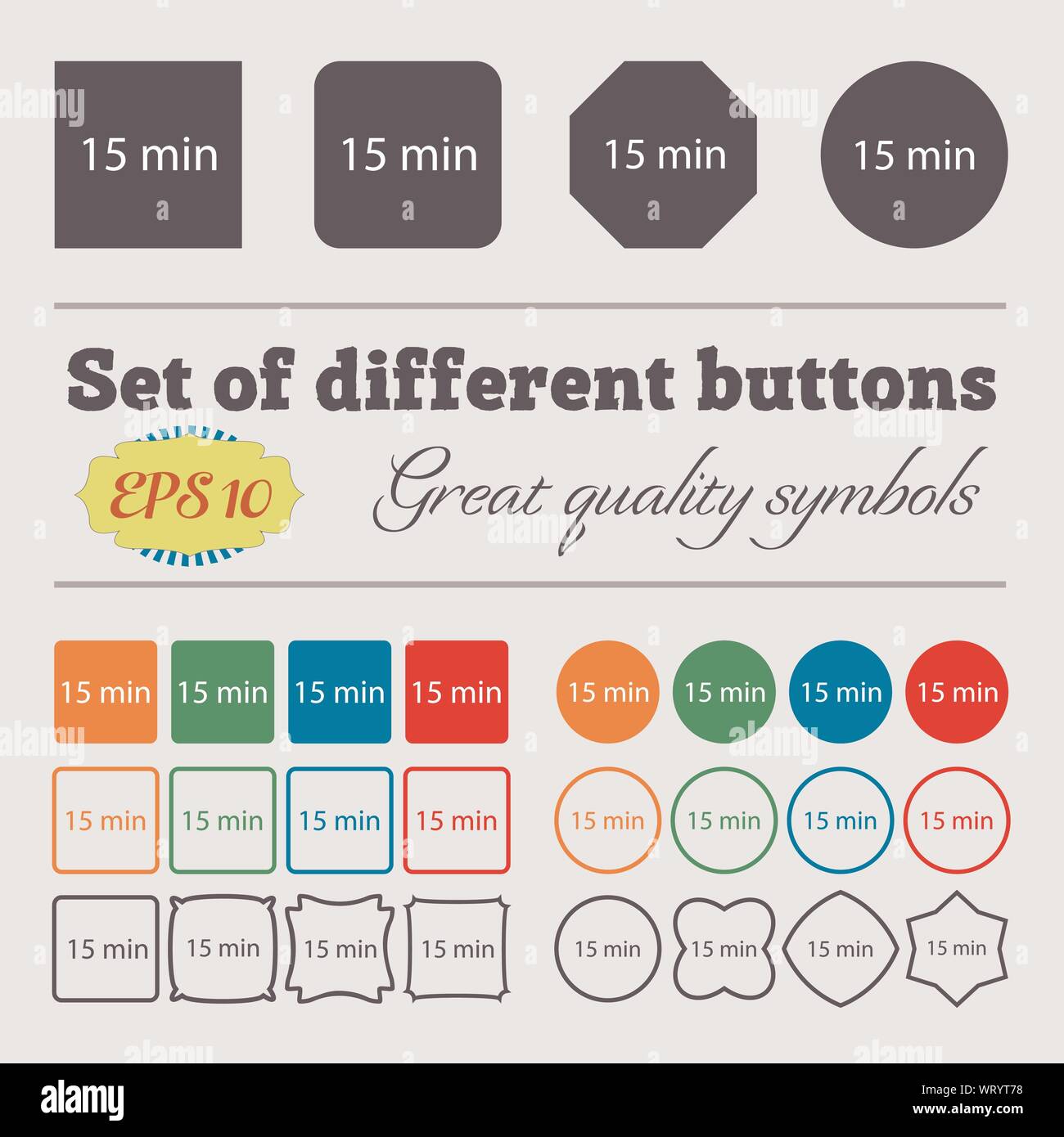 fifteen minutes sign icon. Big set of colorful, diverse, high-quality ...