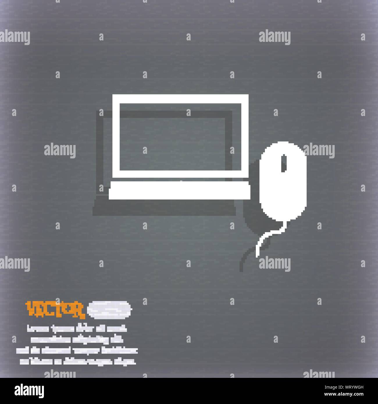 Computer widescreen monitor, mouse sign icon. On the blue-green ...