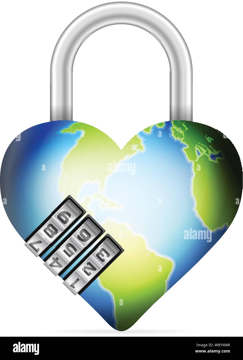 Padlock world heart on a white background Stock Vector Image & Art - Alamy