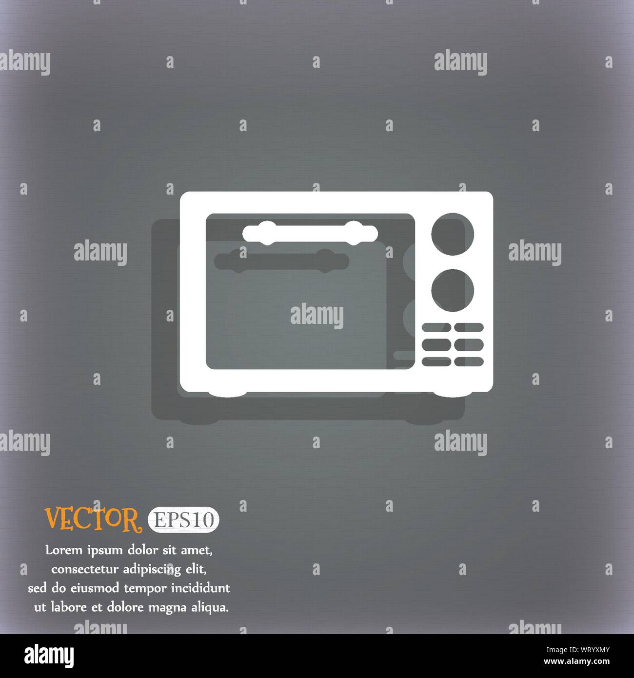 Microwave oven sign icon. Kitchen electric stove symbol. On the blue ...