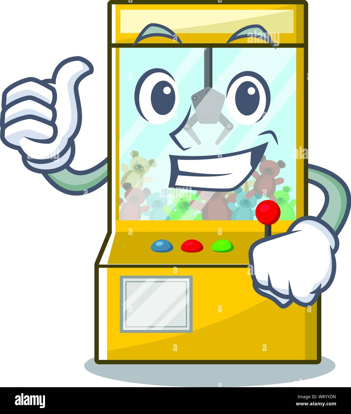 Thumbs up crane game cartoon shape on character vector illustration ...