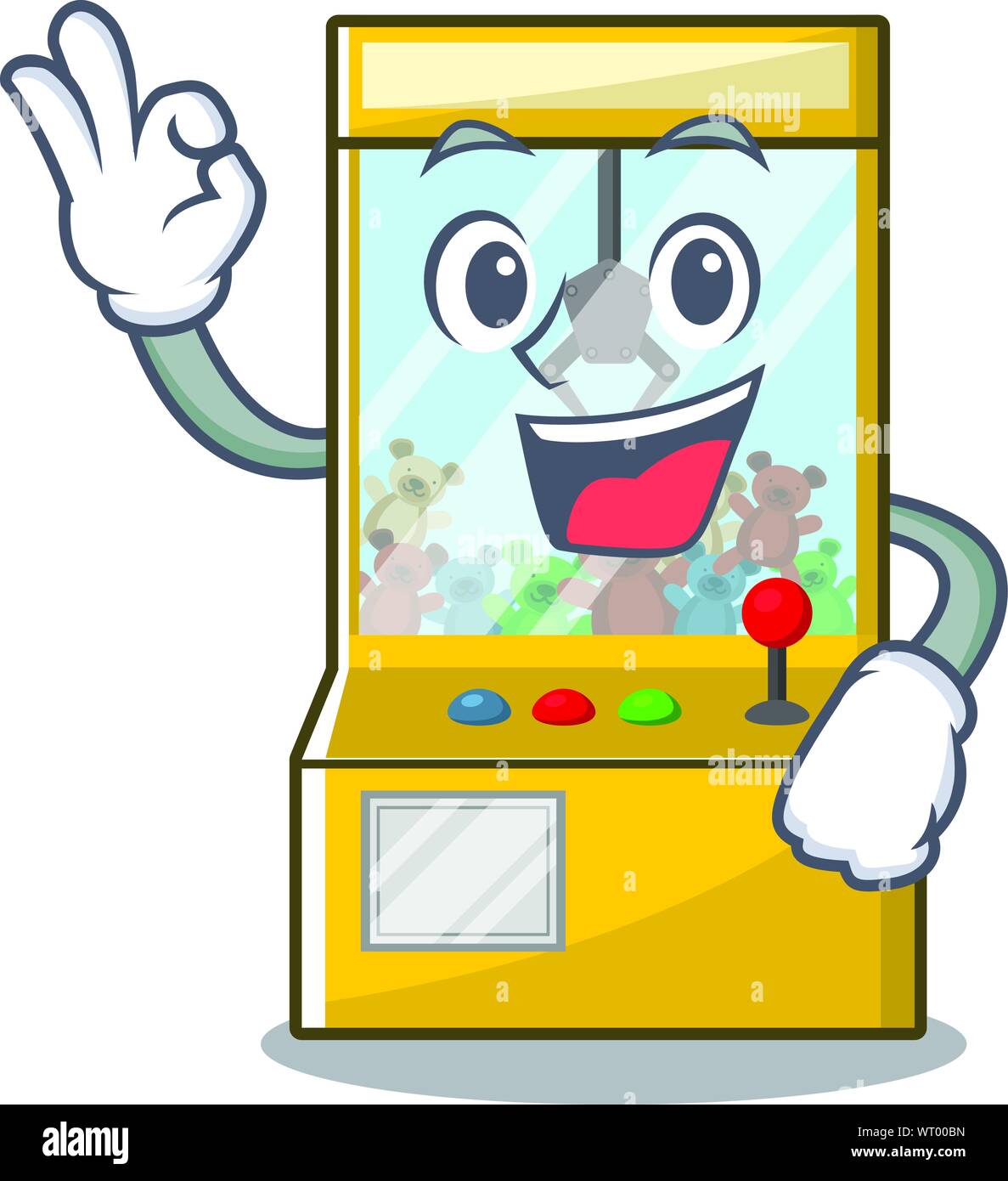 Okay crane game cartoon shape on character vector illustration Stock ...