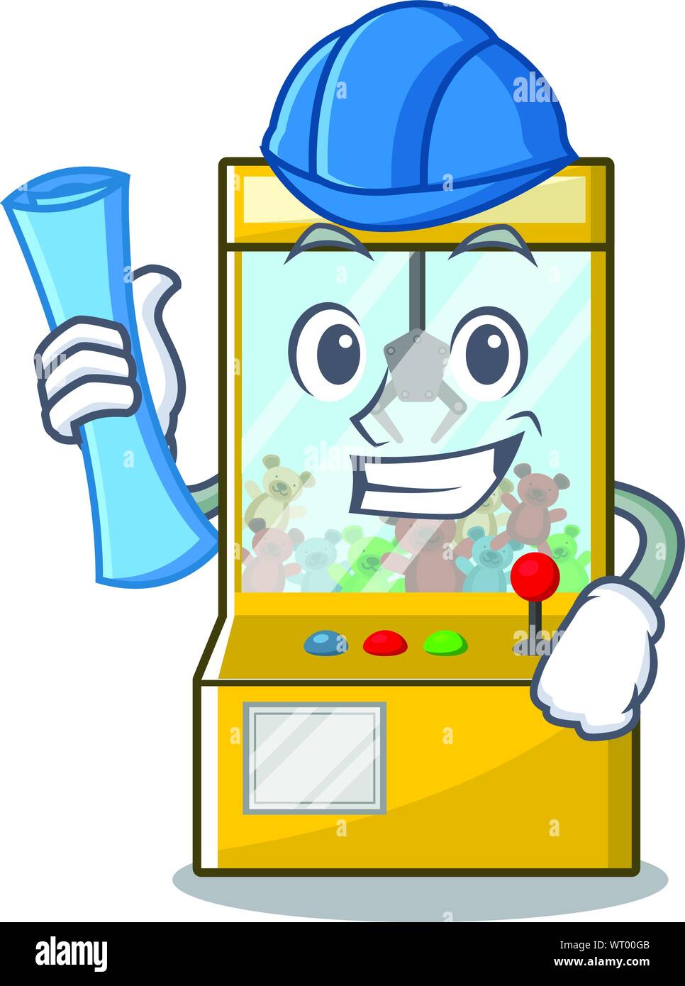 Architect crane game cartoon shape on character vector illustration ...