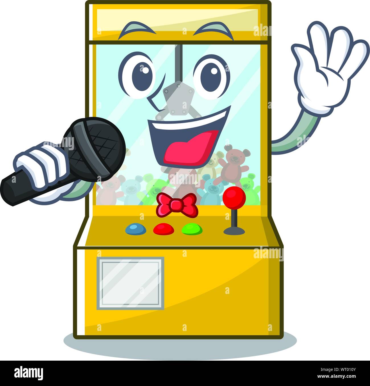Singing crane game mascot on a cartoon vector illustration Stock Vector ...