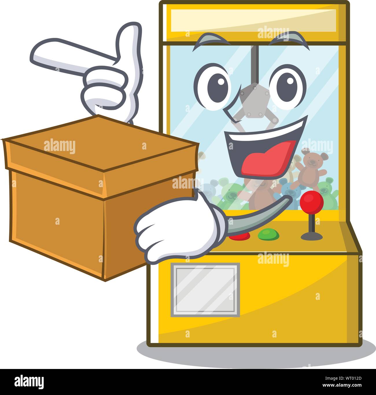 With box crane game cartoon shape on character vector illustration ...