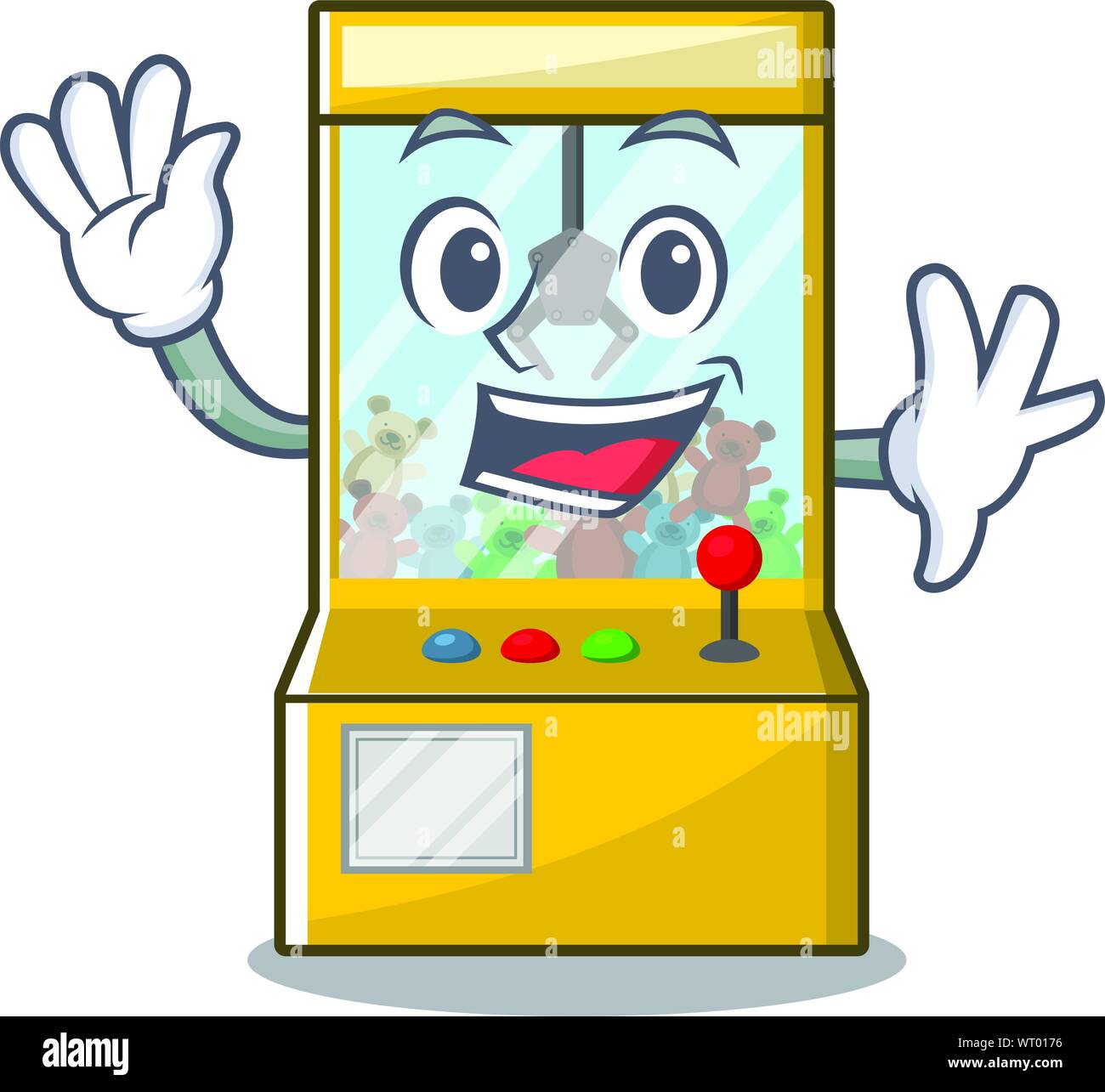 Waving crane game cartoon shape on character vector illustration Stock ...