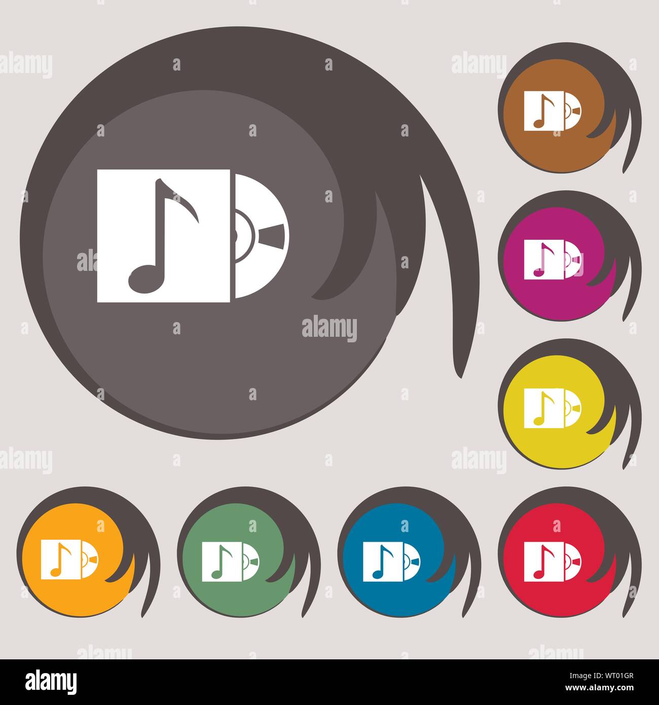 cd player icon sign. Symbols on eight colored buttons. Vector Stock ...