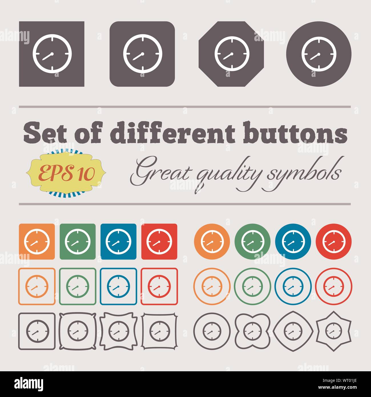 Timer Sign Icon Stopwatch Symbol Big Set Of Colorful Diverse High