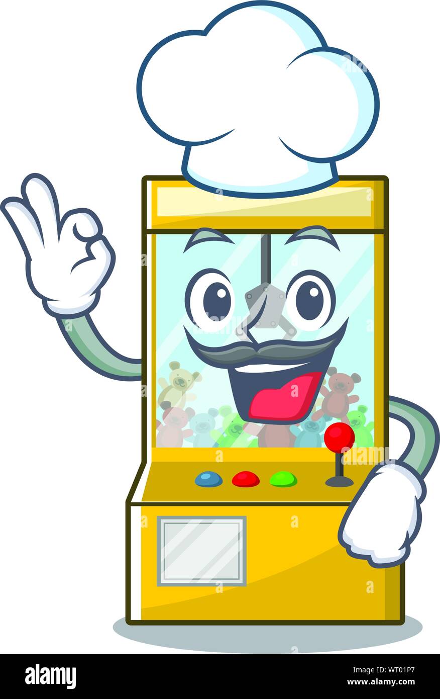 Chef crane game cartoon shape on character vector illustration Stock ...