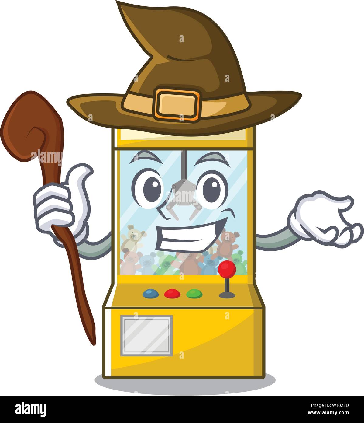 Witch crane game mascot on a cartoon vector illustration Stock Vector ...