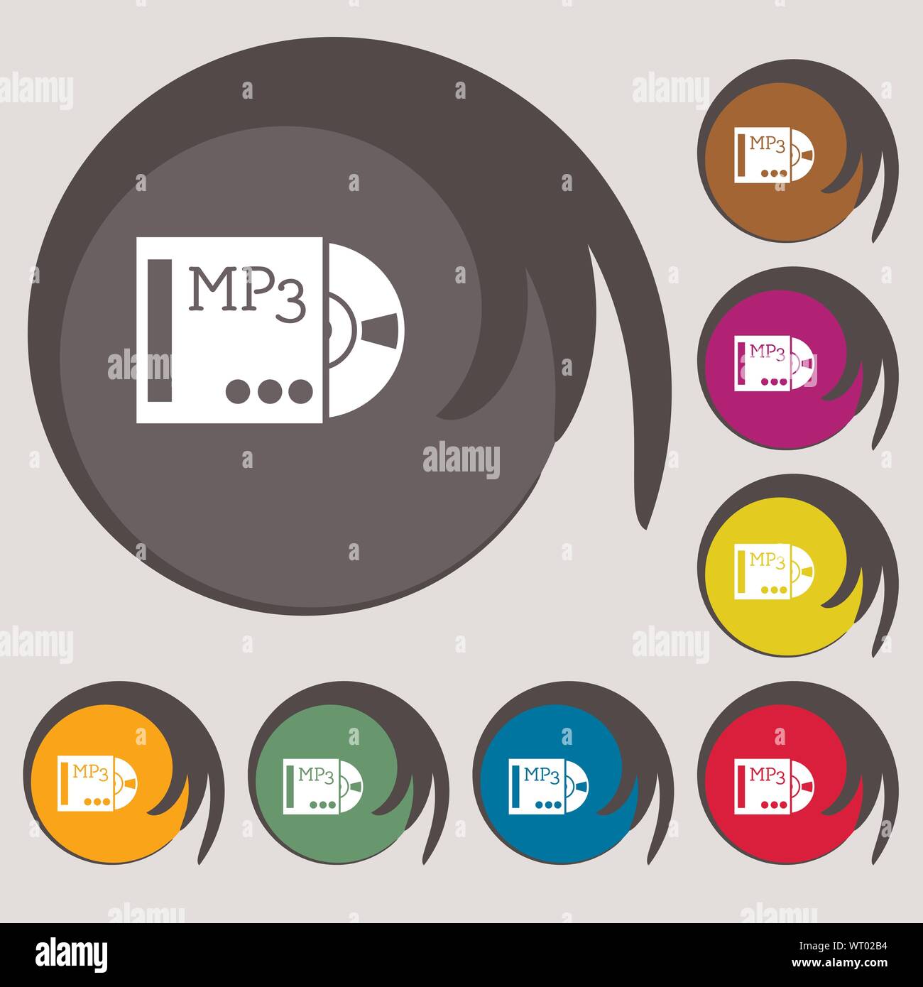 mp3 player icon sign. Symbols on eight colored buttons. Vector Stock ...