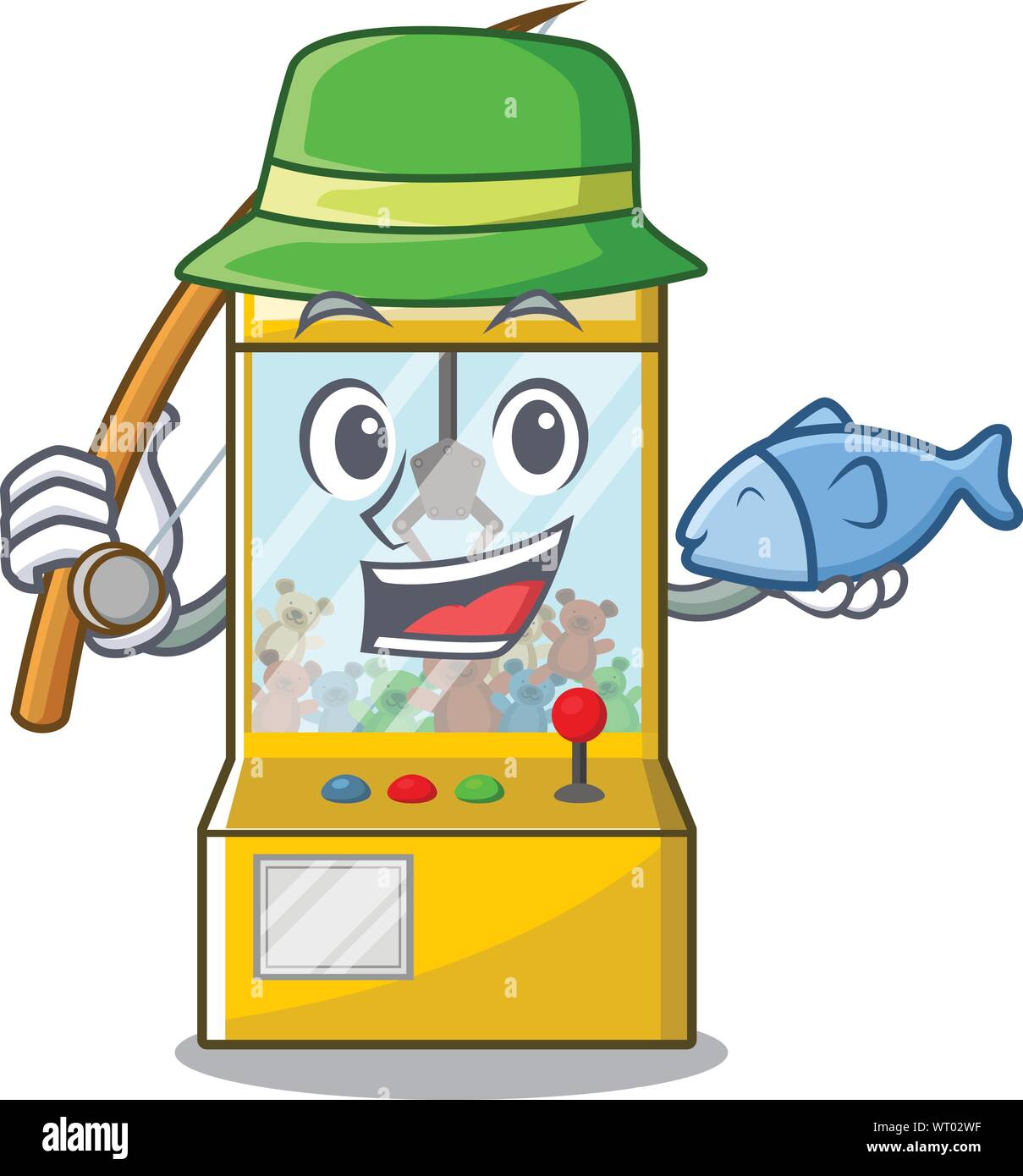 Fishing crane game mascot on a cartoon vector illustration Stock Vector ...