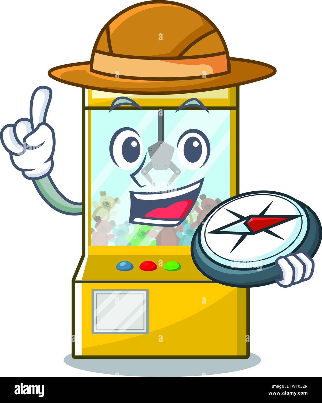 Explorer crane game mascot on a cartoon vector illustration Stock ...