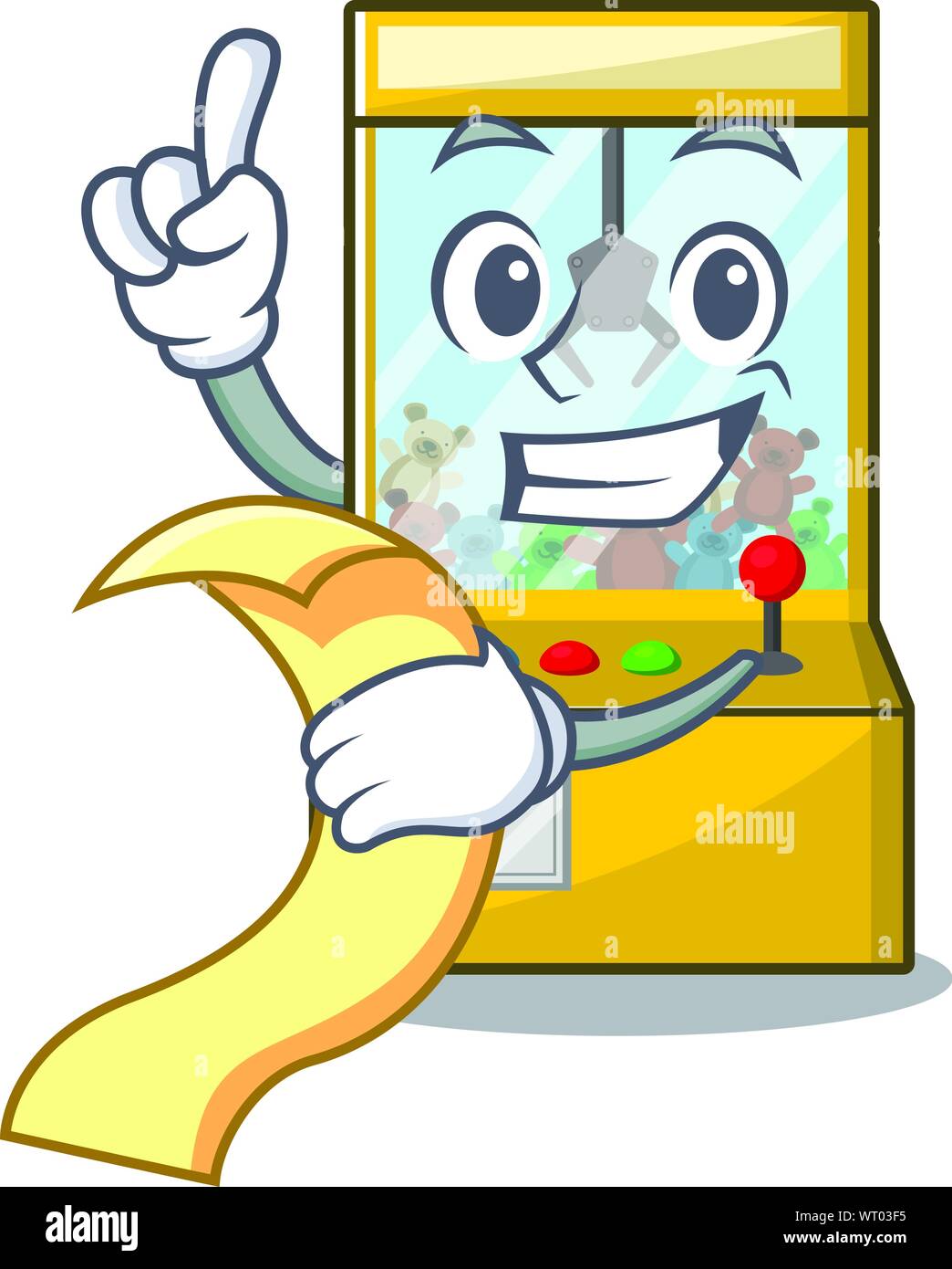 With menu crane game mascot on a cartoon vector illustration Stock ...