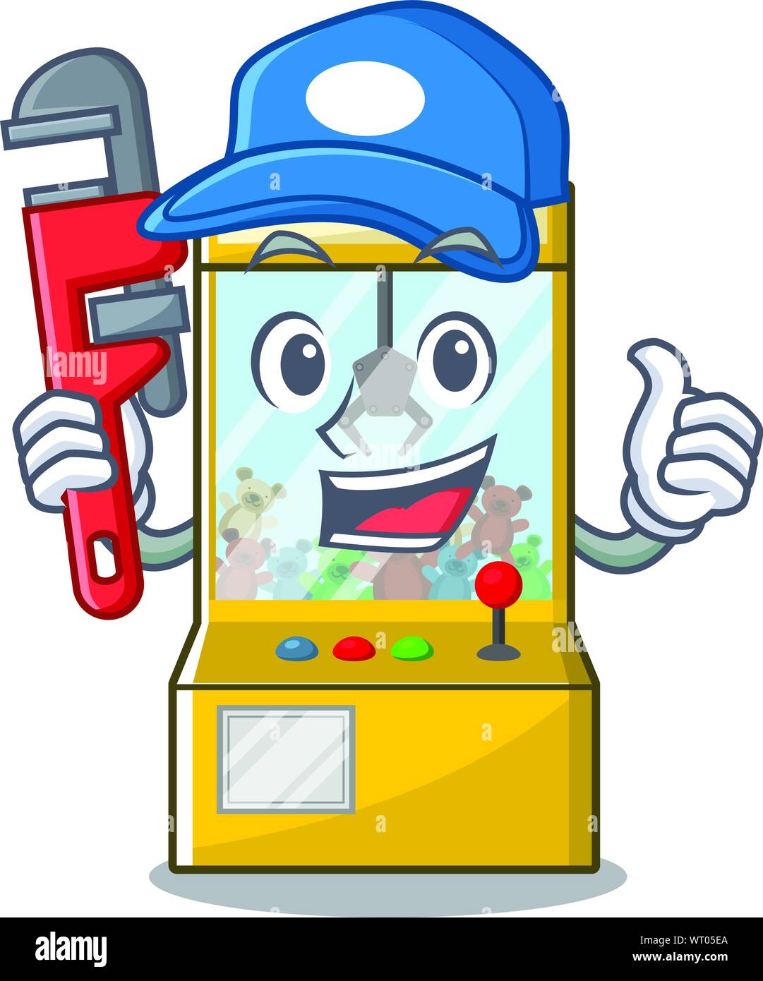 Plumber miniature crane game in shape characters vector illustration ...