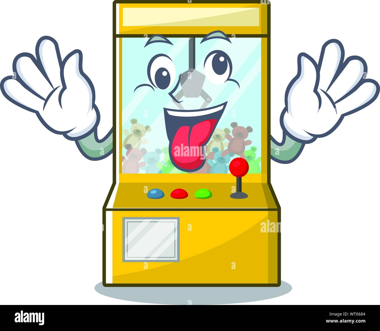 Crazy miniature crane game in shape characters vector illustration ...