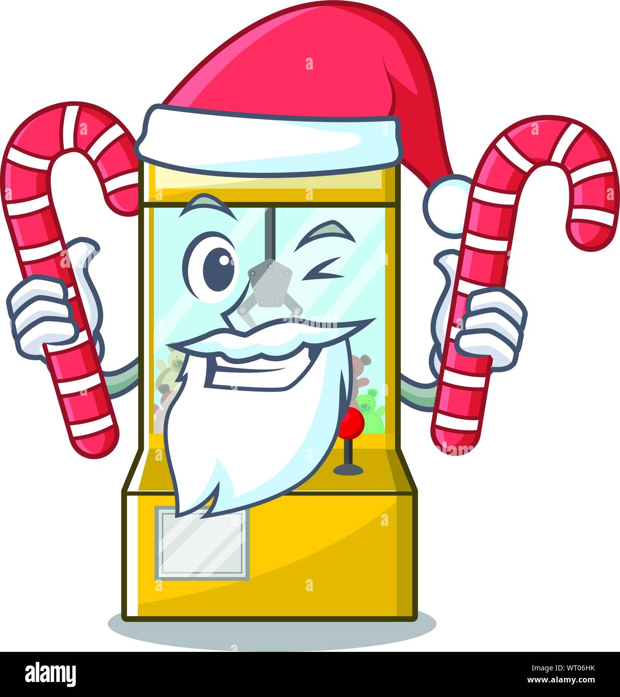 Santa with candy miniature crane game in shape characters vector ...