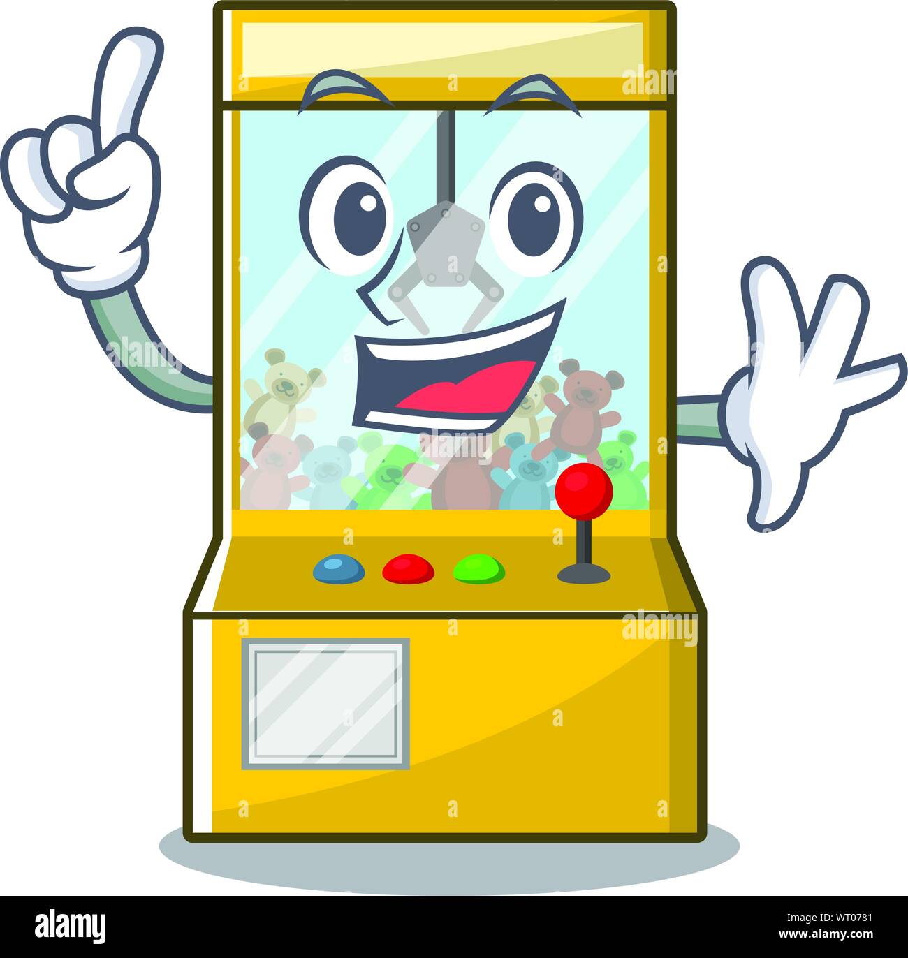 Finger miniature crane game in shape characters vector illustration ...