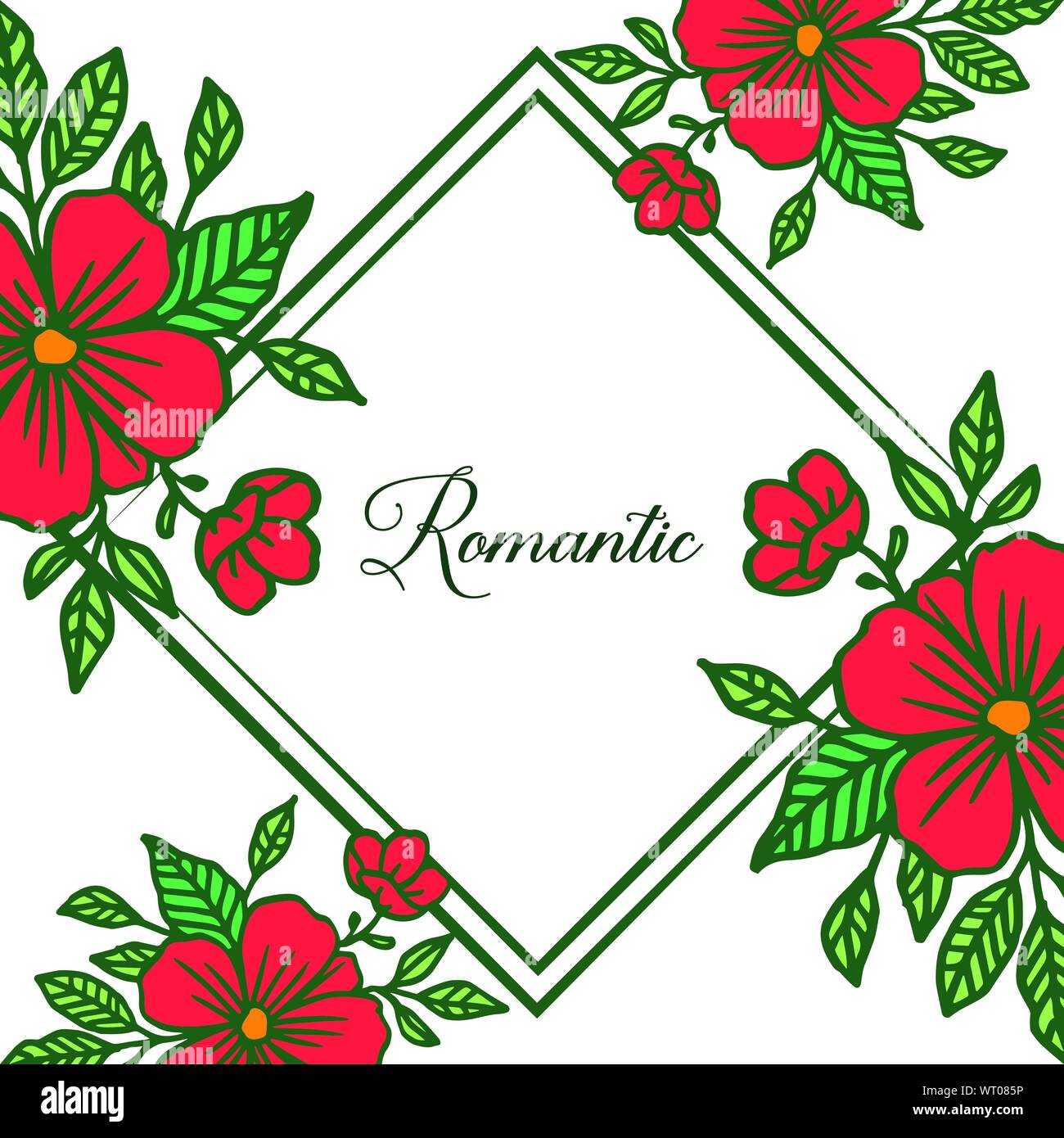 Wedding design card romantic with element of red flower frame. Vector ...