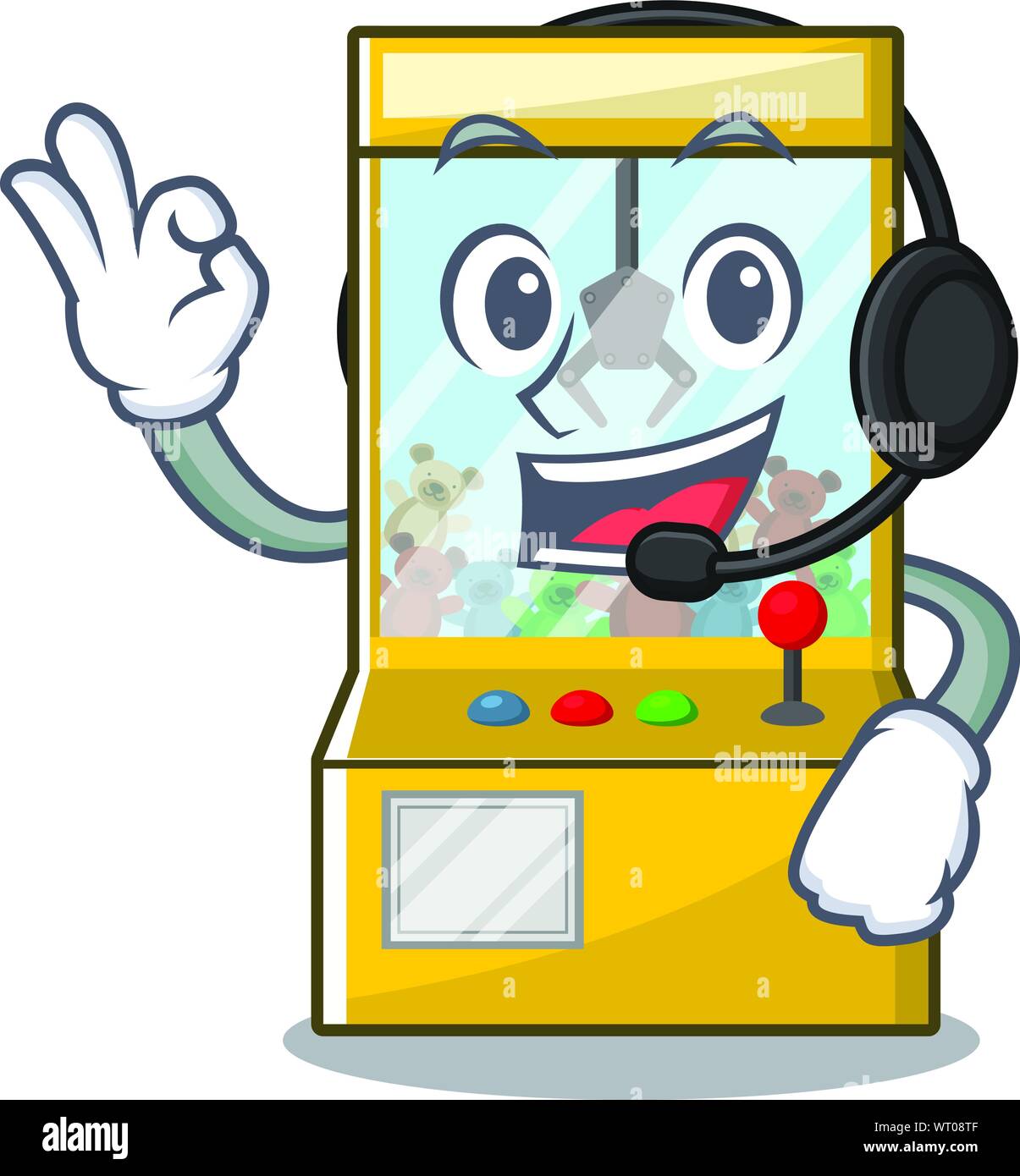 With headphone miniature crane game in shape characters vector ...