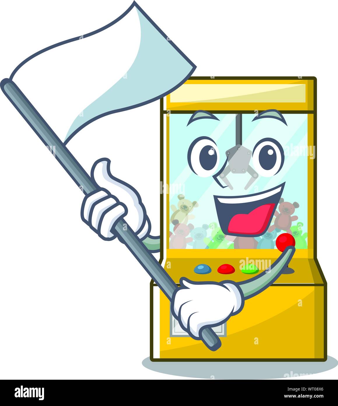 With flag miniature crane game in shape characters vector illustration ...