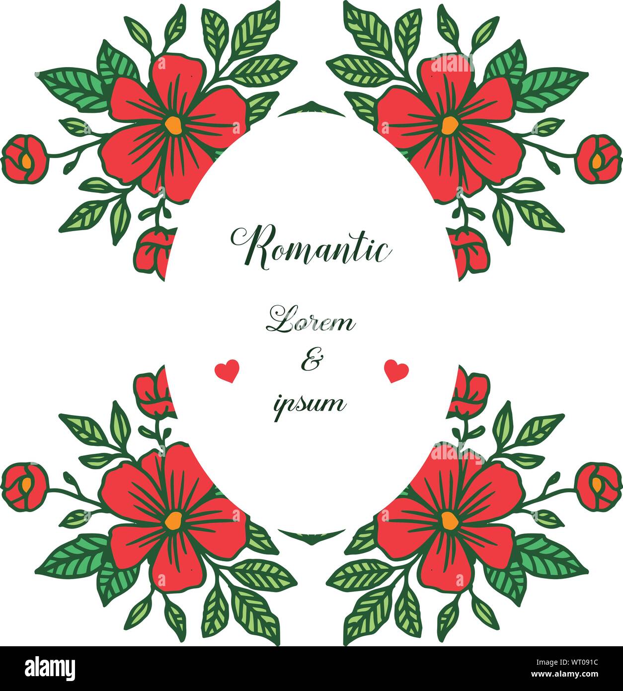 Vintage red flower frame border, for style of card romantic. Vector ...