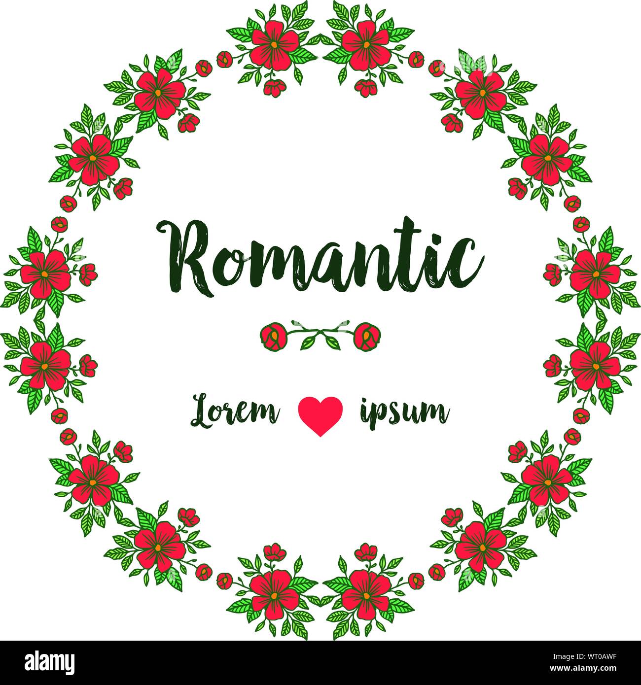 Wedding design card romantic with element of red flower frame. Vector ...