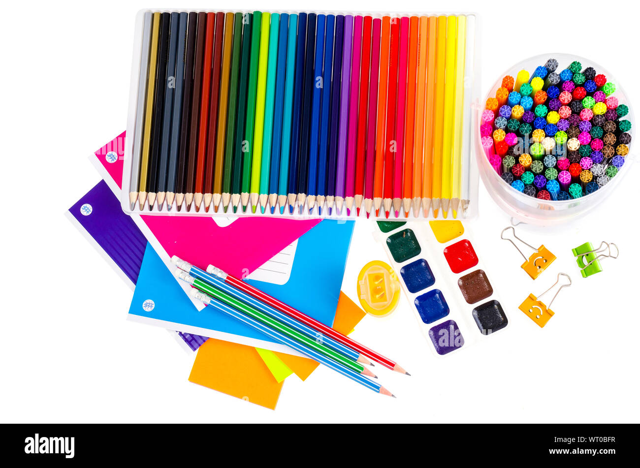 Set school kids supplies Cut Out Stock Images & Pictures - Alamy