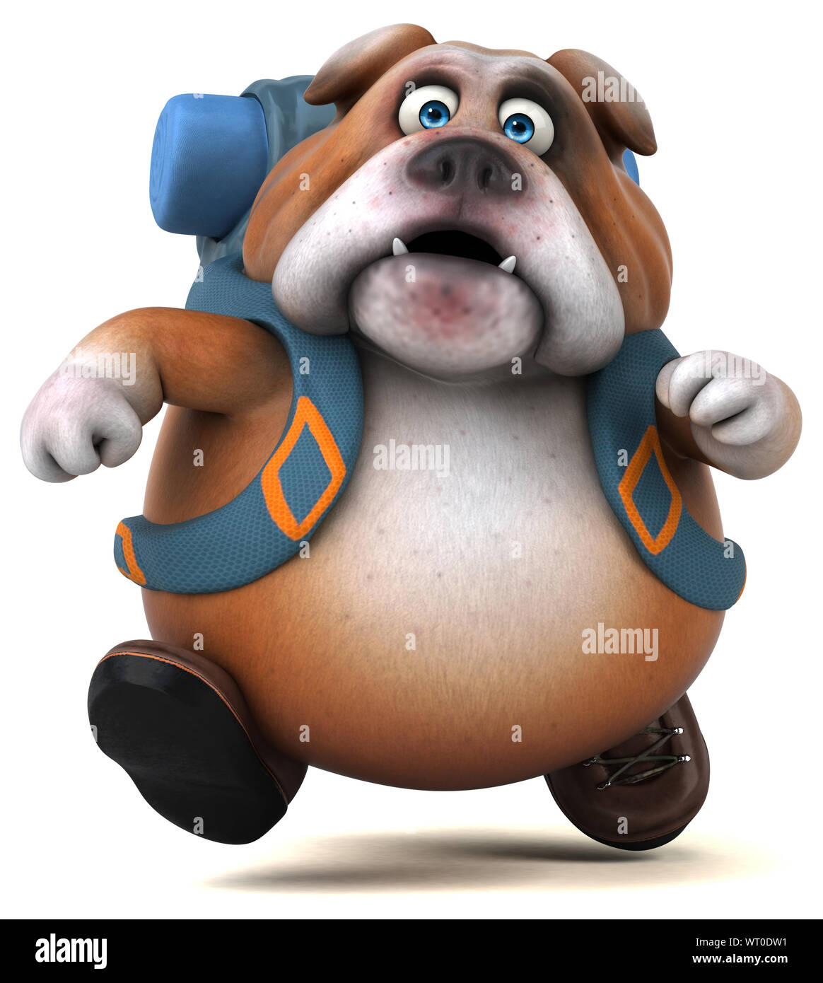 Fun backpacker bulldog cartoon character Stock Photo - Alamy