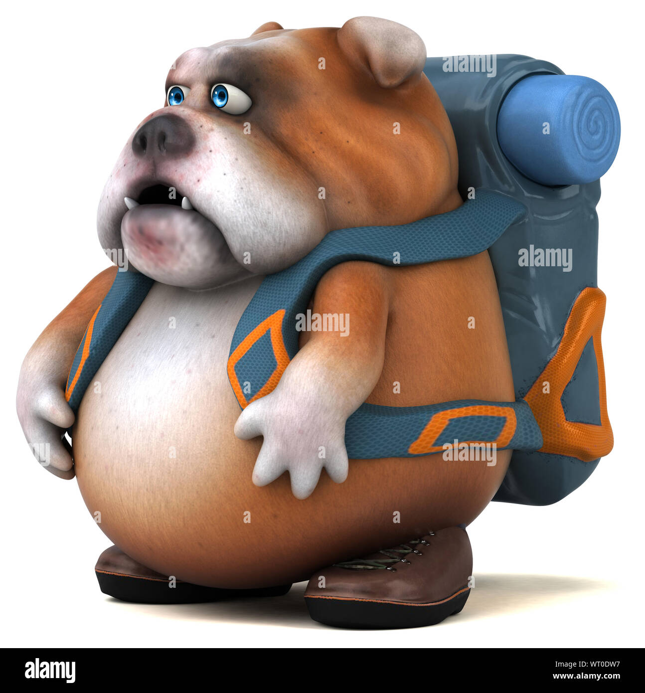 Fun backpacker bulldog cartoon character Stock Photo - Alamy