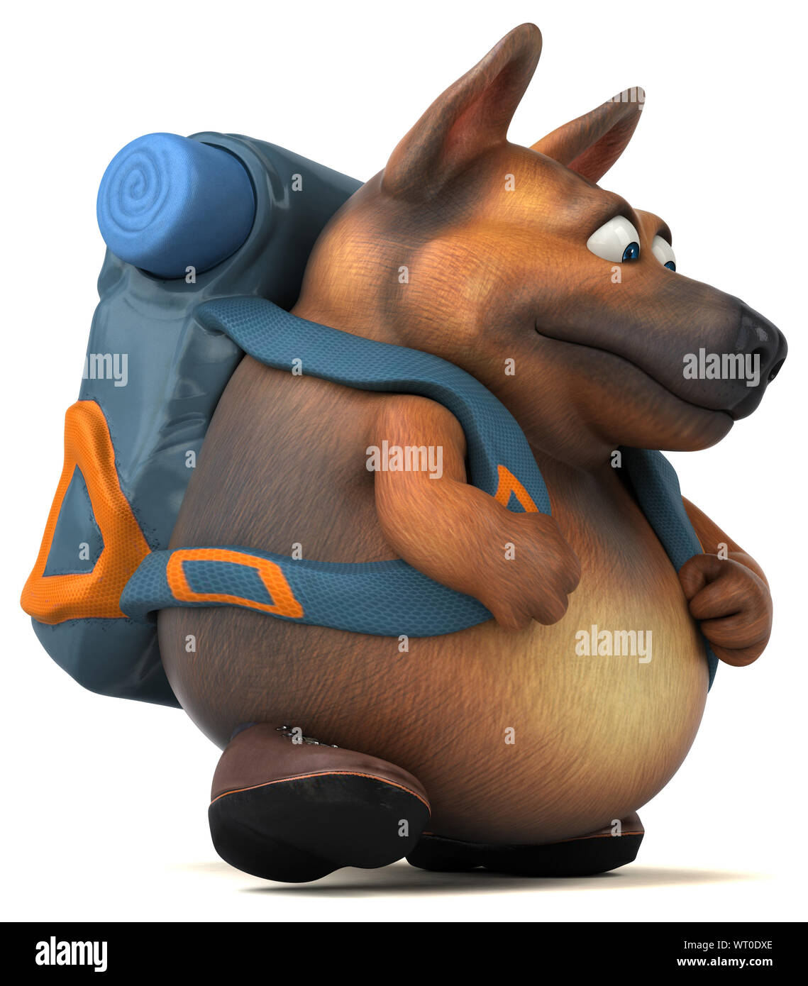 Fun backpacker german shepherd dog cartoon character Stock Photo - Alamy
