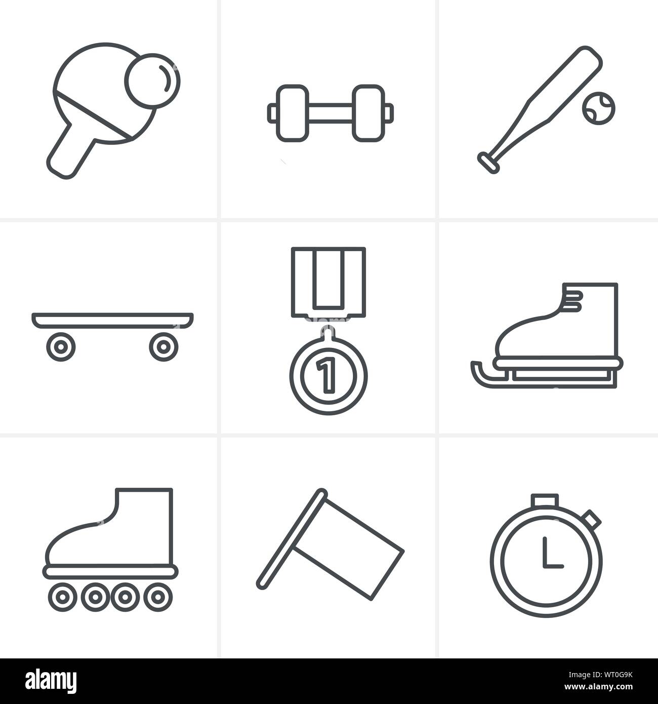 Line Icons Style Set of monochromatic simple sports icons Stock Vector ...