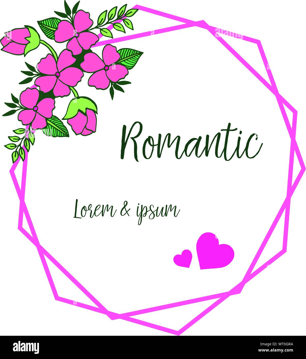 Greeting card romantic with vintage pink flower frame background ...