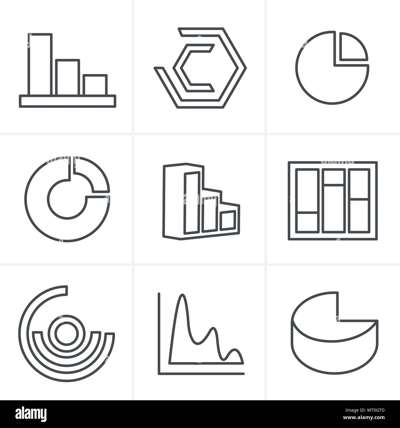 Line Icons Style Simple set of diagram and graphs related vector Stock ...