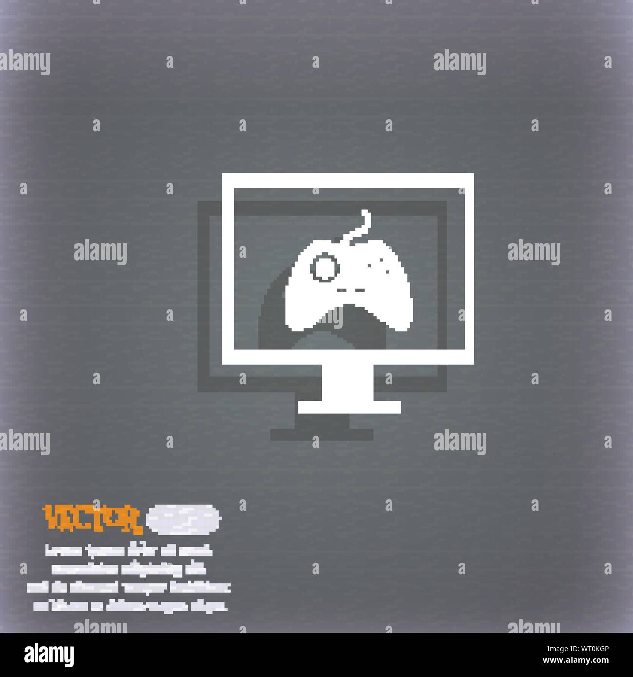 Joystick and monitor sign icon. Video game symbol. On the blue-green ...