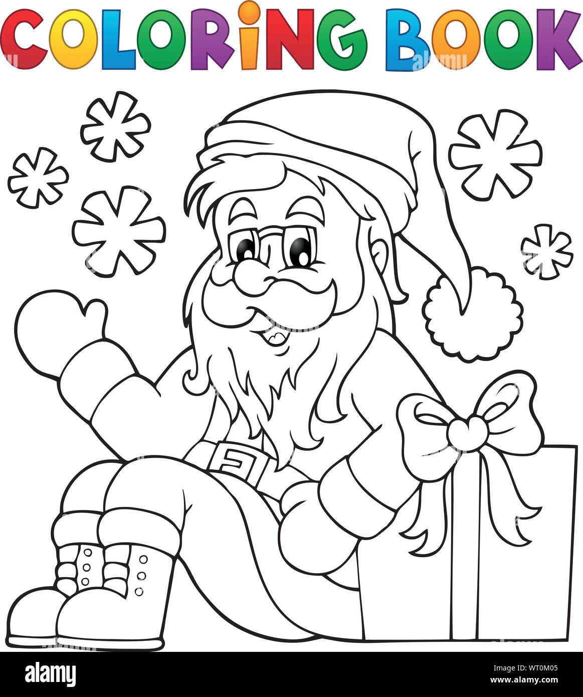 Coloring book with Santa Claus and gift Stock Vector Image & Art - Alamy