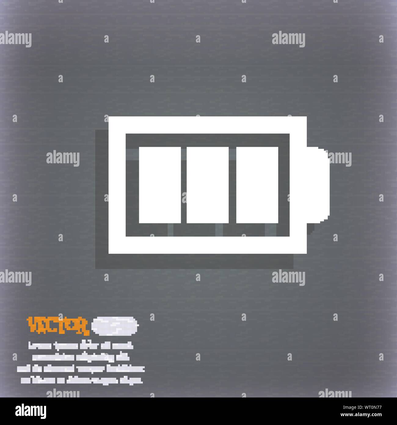 Battery fully charged sign icon. Electricity symbol. On the blue-green ...