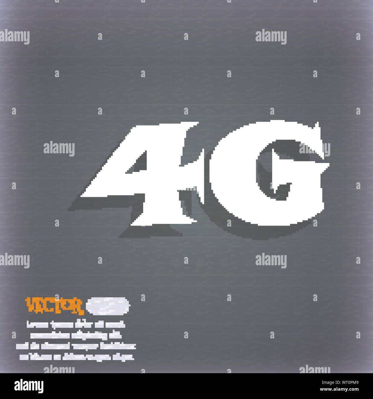 4G sign icon. Mobile telecommunications technology symbol. On the blue ...