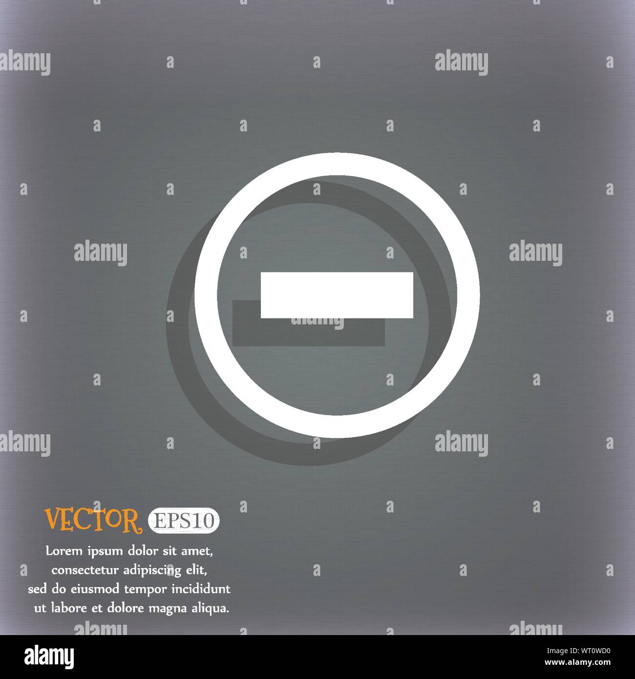 Minus sign icon. Negative symbol. Zoom out. On the blue-green abstract ...